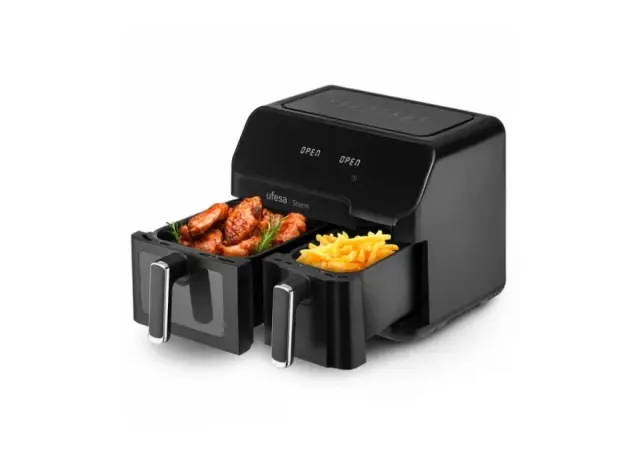 Ufesa AirFryer Storm, Bezuljna, Dupla posuda, 9L(5.5L+3.5L), 8 programa, Crna