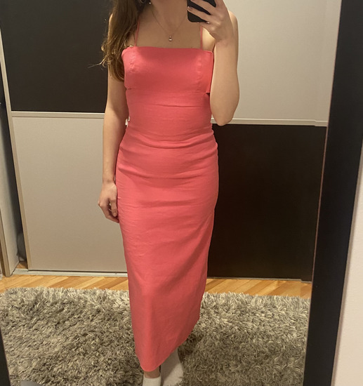 ✨ZARA✨ pink lanena midi haljina