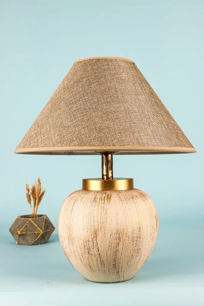 Opviq Stona lampa BK011, O30,18 cm, IP20, Bež-zlatne boje