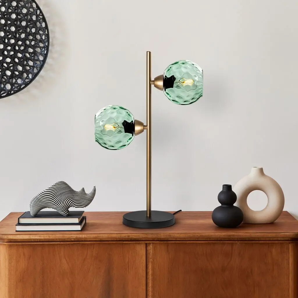 Opviq Stona lampa Benek-15-14565, 36x18x58 cm, IP20, Zlatno-zelene boje