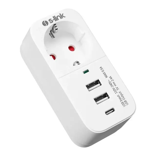 S-Link Prenaponska utičnica SL-011 sa 2x USB i 1 Tip-C