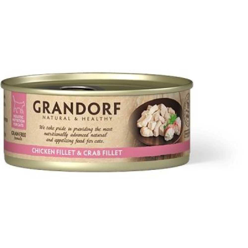 Grandorf Cat konzerva za mačke Grain Free - Pileće grudi & fileti krabe 70g