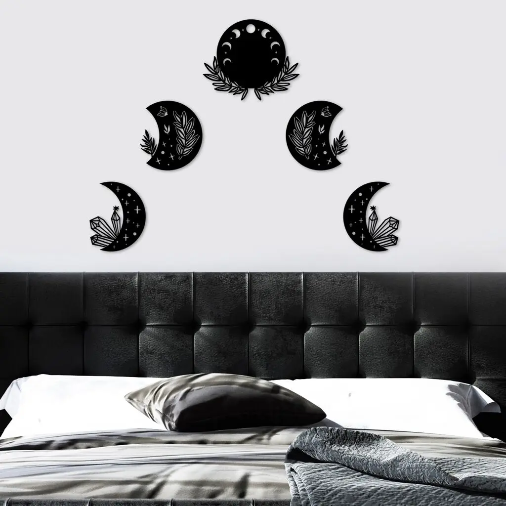 Wallity Zidna dekoracija The Phases Of The Moon, 5 komada, Crna