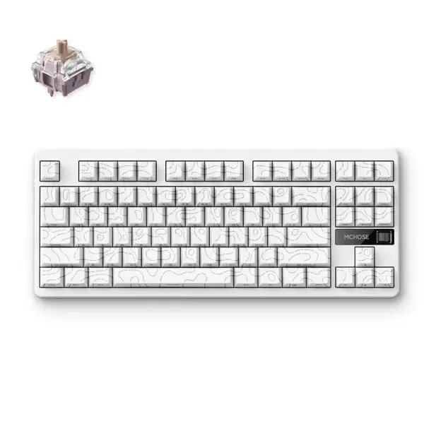 Bežična gaming tastatura MCHOSE G87 Mehanička white topographic