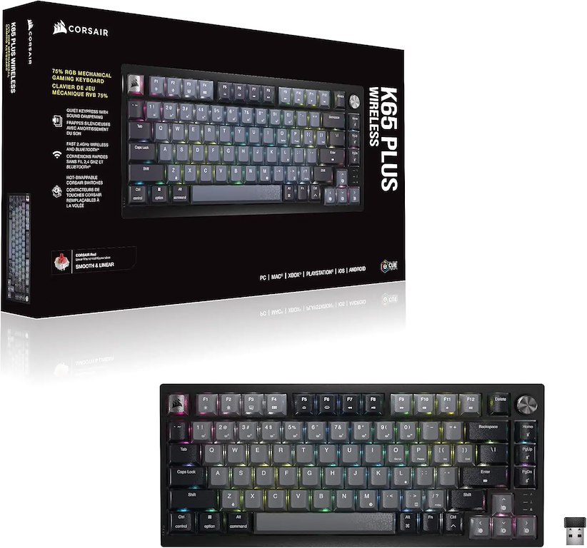 Corsair gaming Tastatura K65 Plus bežicna/mehanicka/CH-91D401L-NA/RGB/crna