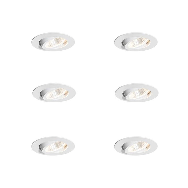 Set od 6 ugradnih reflektora beli 6,8 cm uklj. LED 545 lm sa dimerom IP65 - Gaius