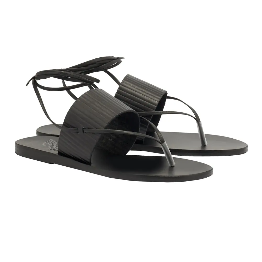 Ancient Greek Sandals Ženske sandale ARATRO-BLACK, Crne