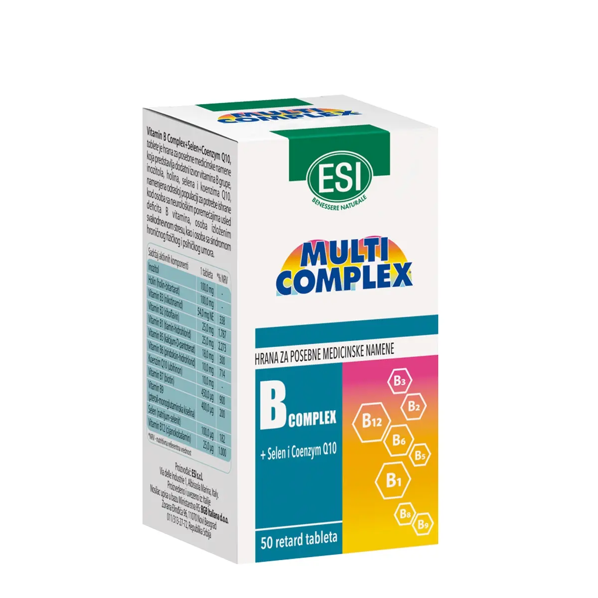 ESI MULTI KOMPLEKS Vitamin B komleks + Selen CoQ10, 50 tableta