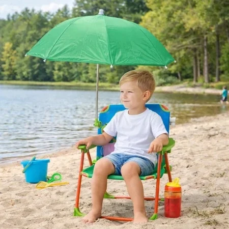 Kinder Home Sklopiva dečija stolica sa suncobranom tofi – za plažu, baštu i kampovanje ( 86125U )