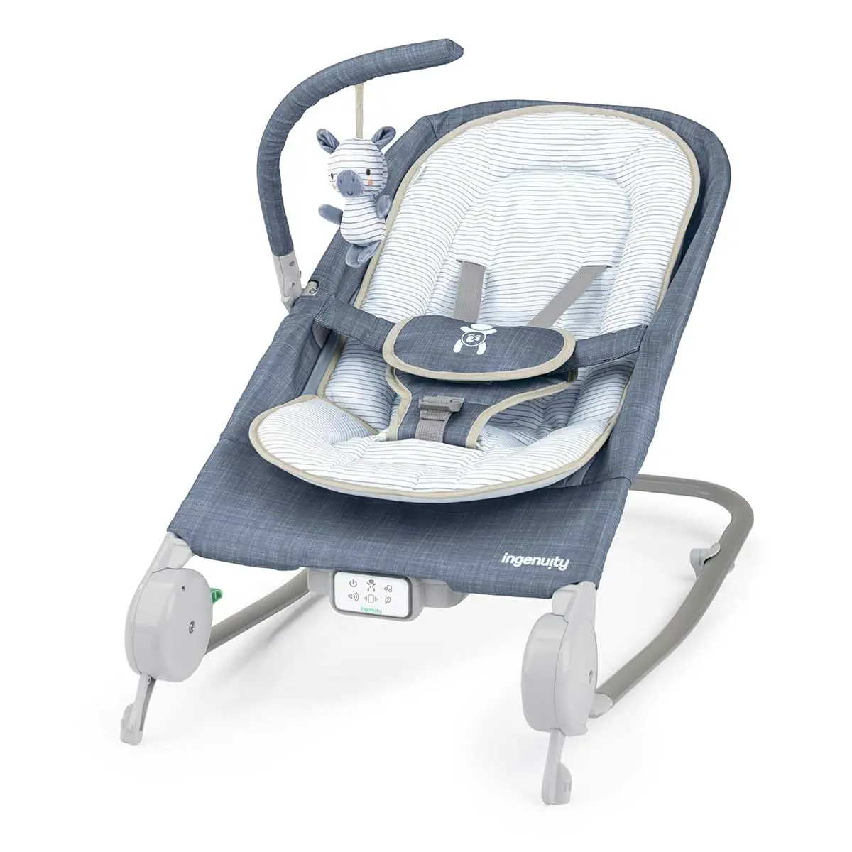 Ingenuity™ Ležaljka za bebe sa vibracijom, melodijama i masažom Happy Belly Chambray 16854