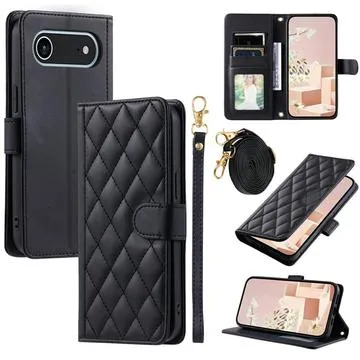 IPHONE AIR LUXURY QUILTED WALLET CASE - BLACK