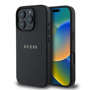 IPHONE 16 PRO GUESS GRAINED CLASSIC LOGO HYBRID CASE - MAGSAFE COMPATIBLE