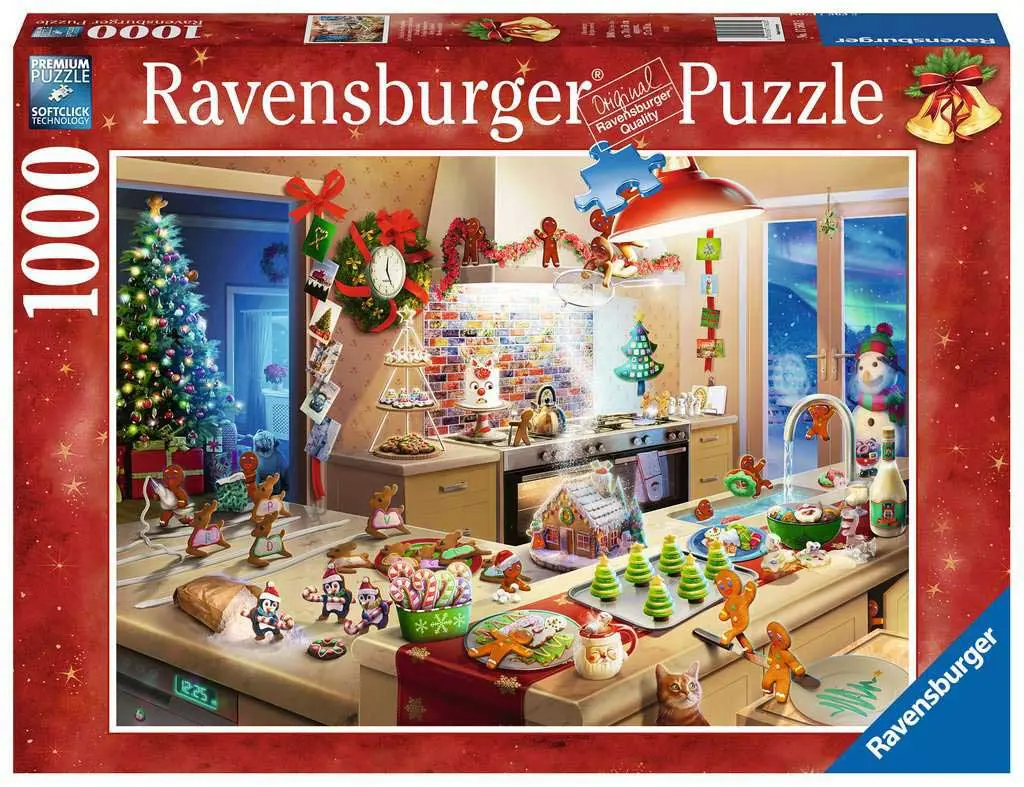 Puzzle 1000 delova Vragolije u božićnoj kuhinji Ravensburger