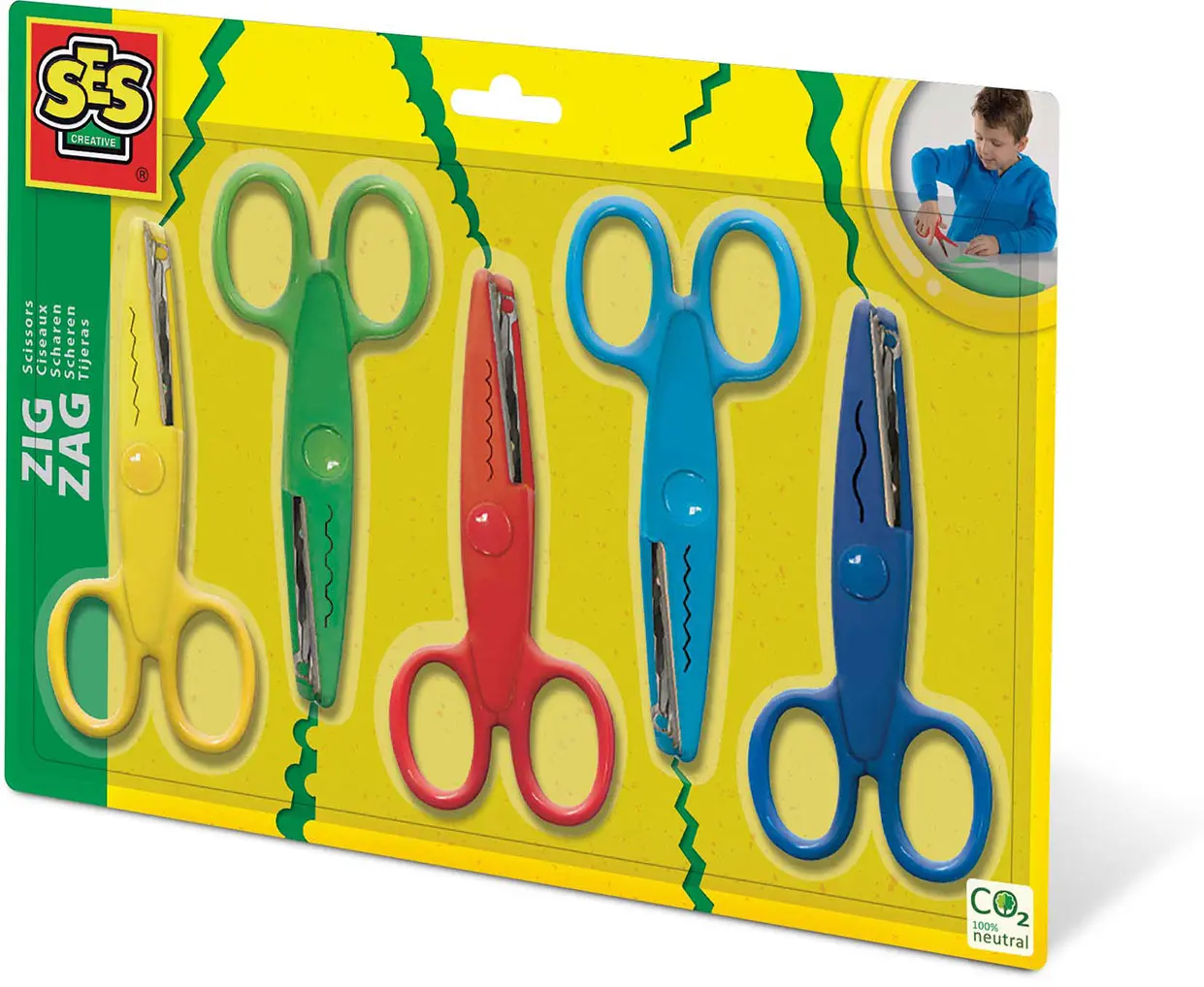 SES CREATIVE Set makaza zigzag u 5 boja