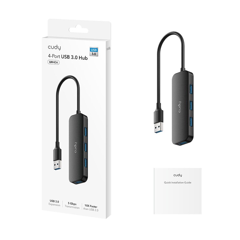 Cudy UH40A HUB 4 USB3.0 4-port, storage speed 5Gbps, black