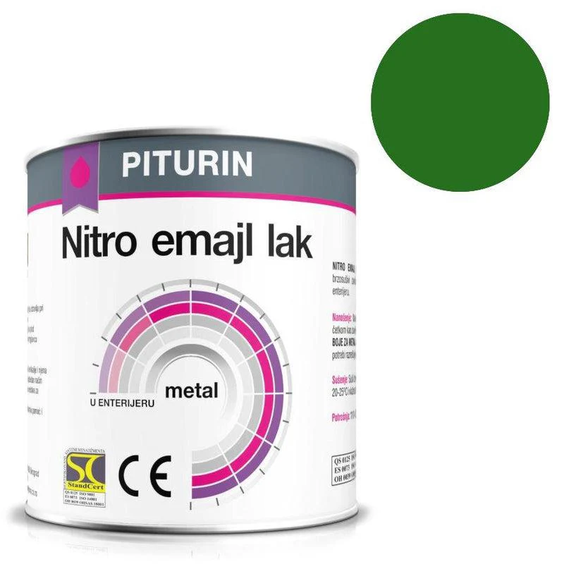 PITURA Nitro lak-emajl — 0,75 kg, zelena, polumat (svilenkasti)