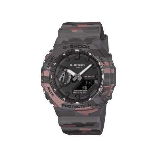 G-SHOCK GA-2100CM-8A unisex Octagon Case All Black Matte Finish Camouflage 20ATM