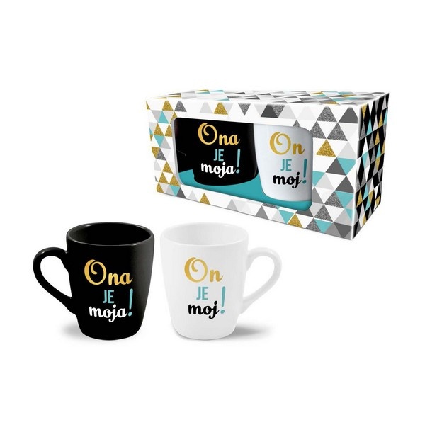 Set šolja za parove – ONA JE MOJA + ON JE MOJ