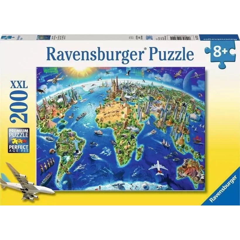Ravensburger puzzle (slagalice) – Karta sveta sa znamenitost