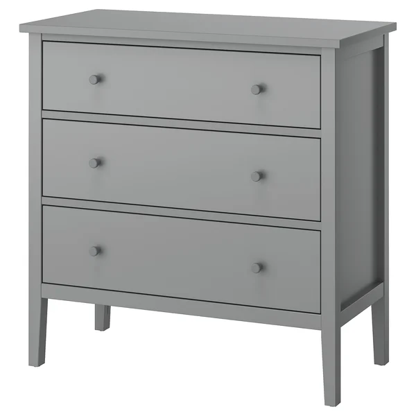 Komoda s 3 fioke, siva, 99x48x100 cm