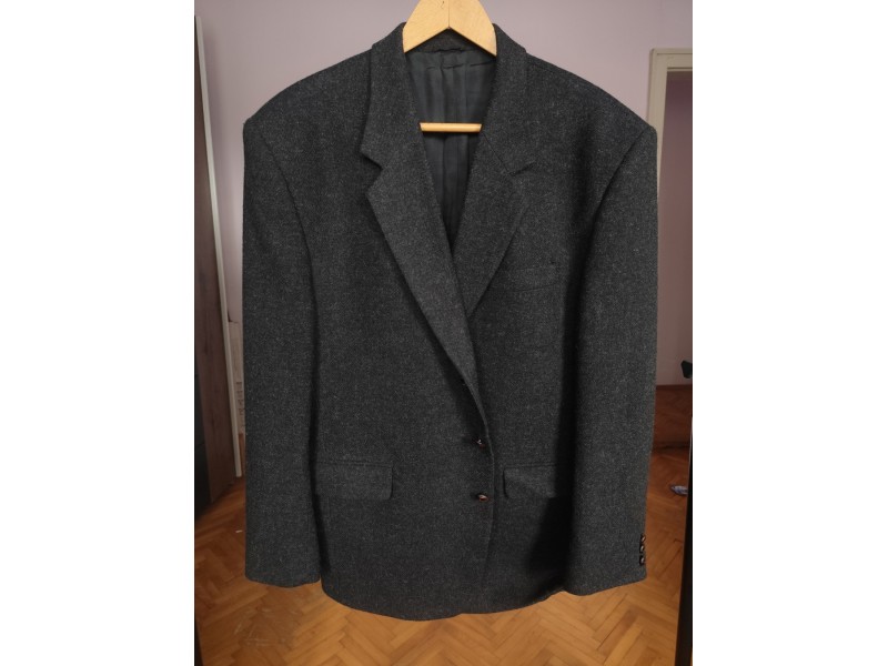 Vrhunski vintage tweed sako antracit siva 100% dev. vu