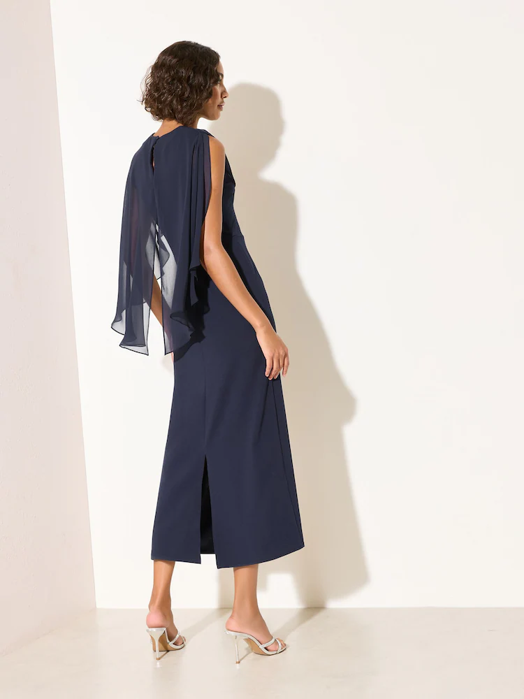 Mornarica Plavo - Friends Like These Curve Asymmetric Midi haljinu bez rukava