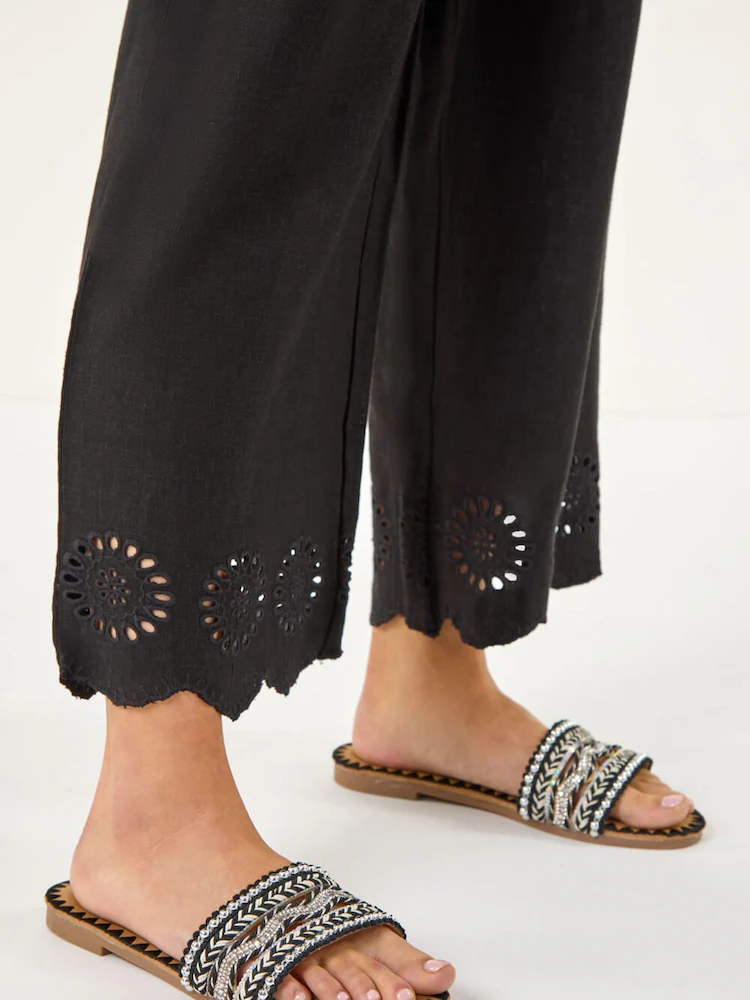 Crno - Roman Petite Embroidered Hem Pantalone