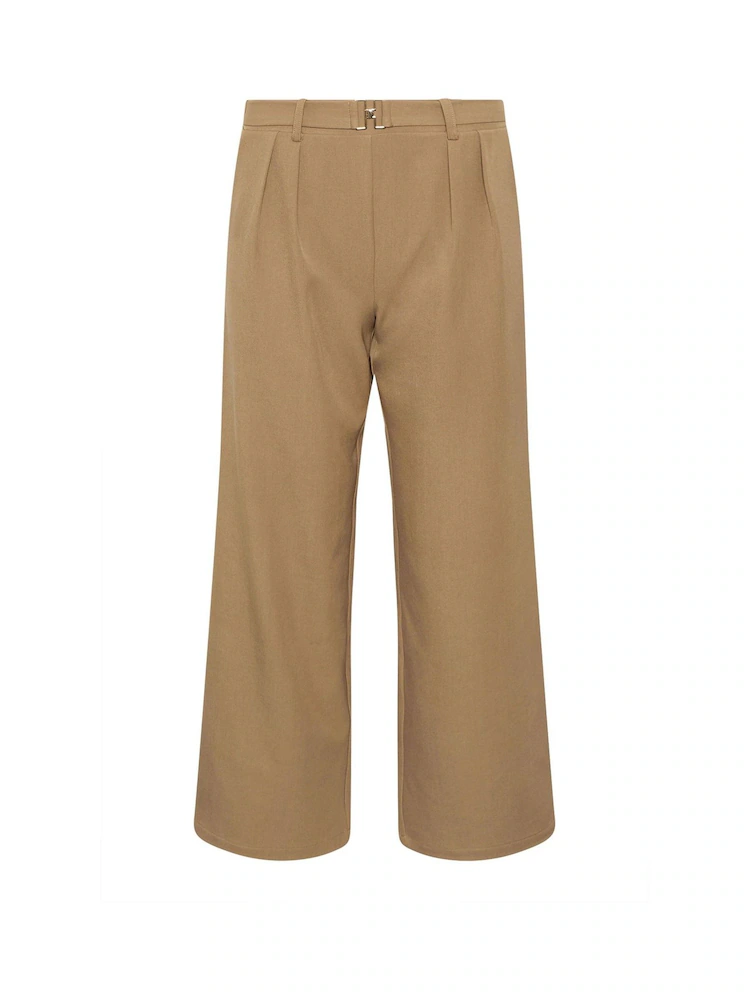 PixieGirl Petite Camel Pantalone širokih nogavica sa kopčom