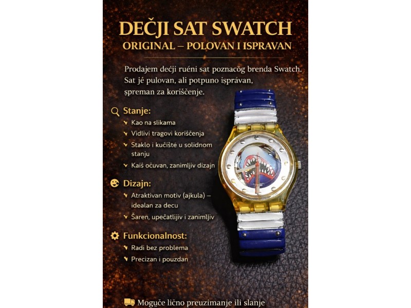 Dečji sat Swatch – original, ispravan