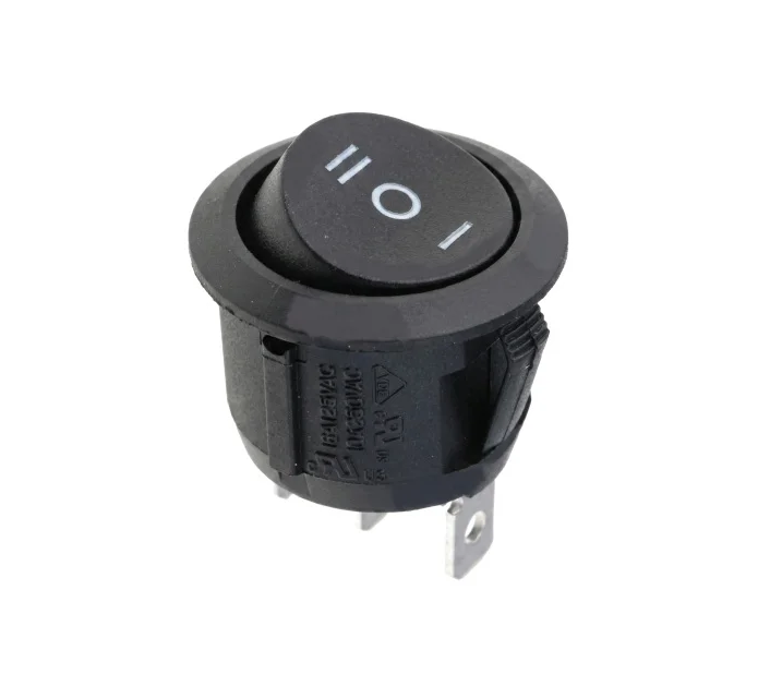 PREKIDAC 1-0-2 OKRUGLI MINI UGRADNI 21MM CRNI III KONTAKTA PREKID-12A03