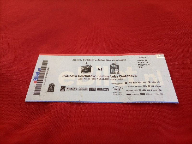 ULAZNICA ODBOJKA BELCHATOW - CUCINE LUBE 2015.G.