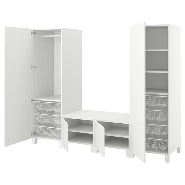 Garderober s 4 vrata, bela/Fonnes bela, 240x57x191 cm