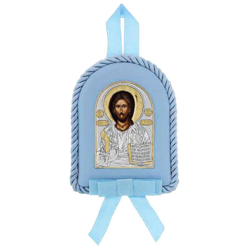 Ikona Isus Hrist, za bebe, posrebrena (9x7) cm