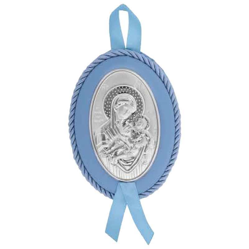 Ikona presvete Bogorodice, za bebe, posrebrena (11X8) cm