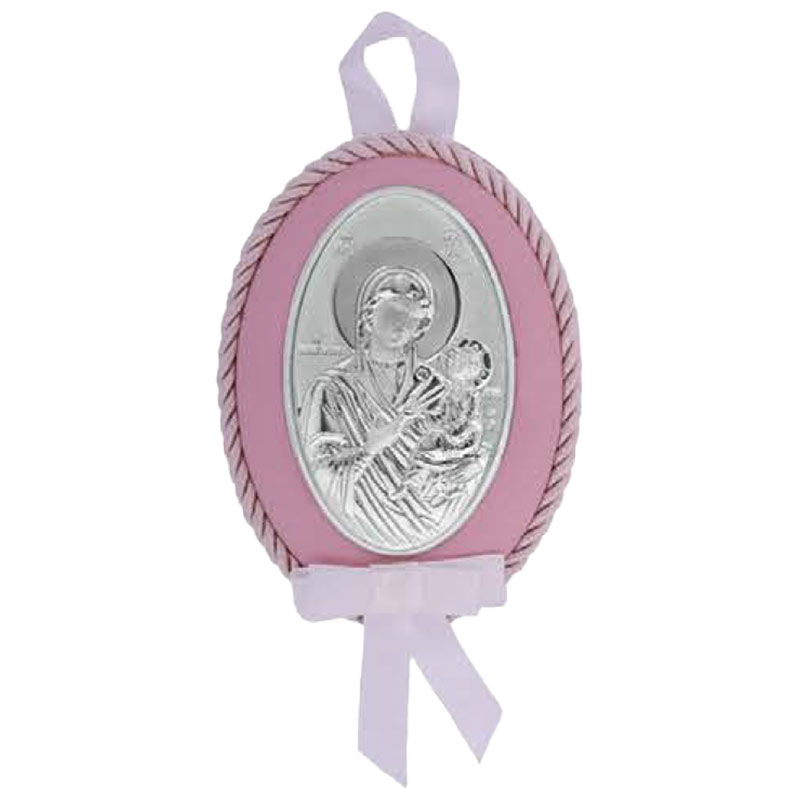 Ikona presvete Bogorodice, za bebe, posrebrena (11X8) cm