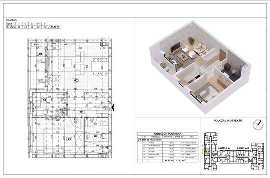 Dvosoban stan 49 m², Telep, 1. sprat! Sa pdv-om!