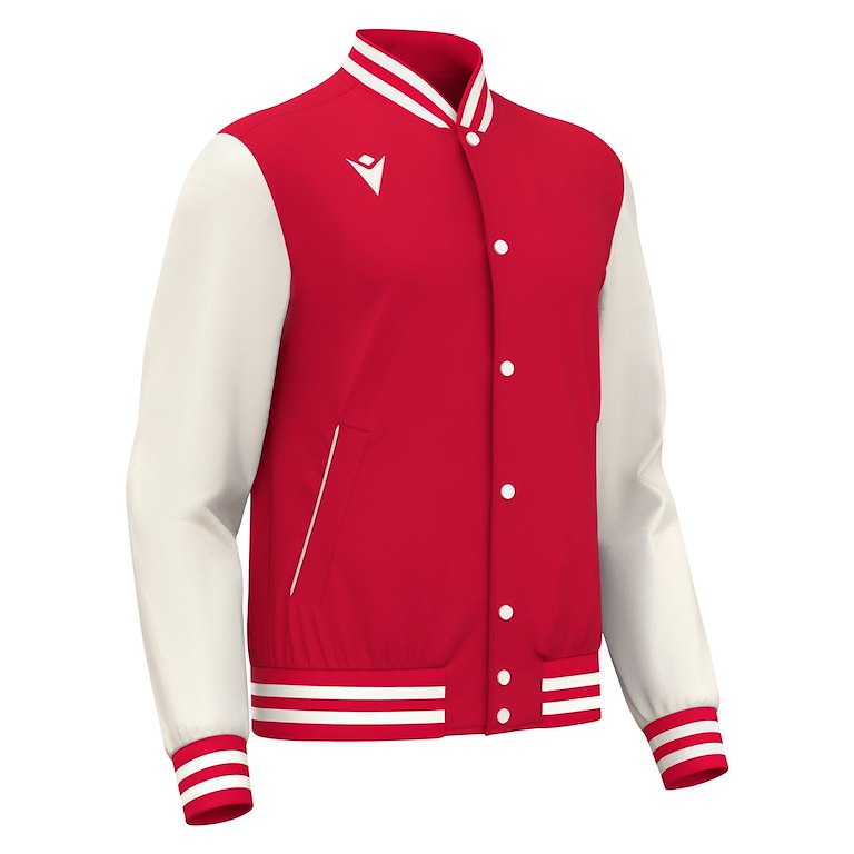 FIDDLE VARSITY COLLEGE JACKET, RED/OFFWHT,M