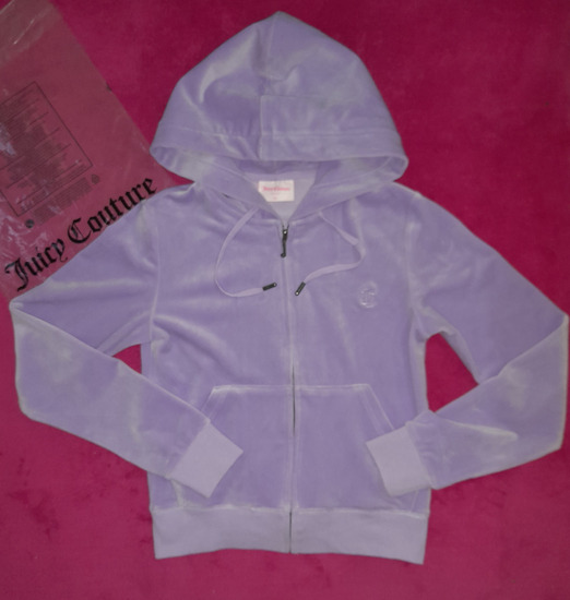 Juicy Couture lila pliš duks zip, kapuljaca NOVO!%