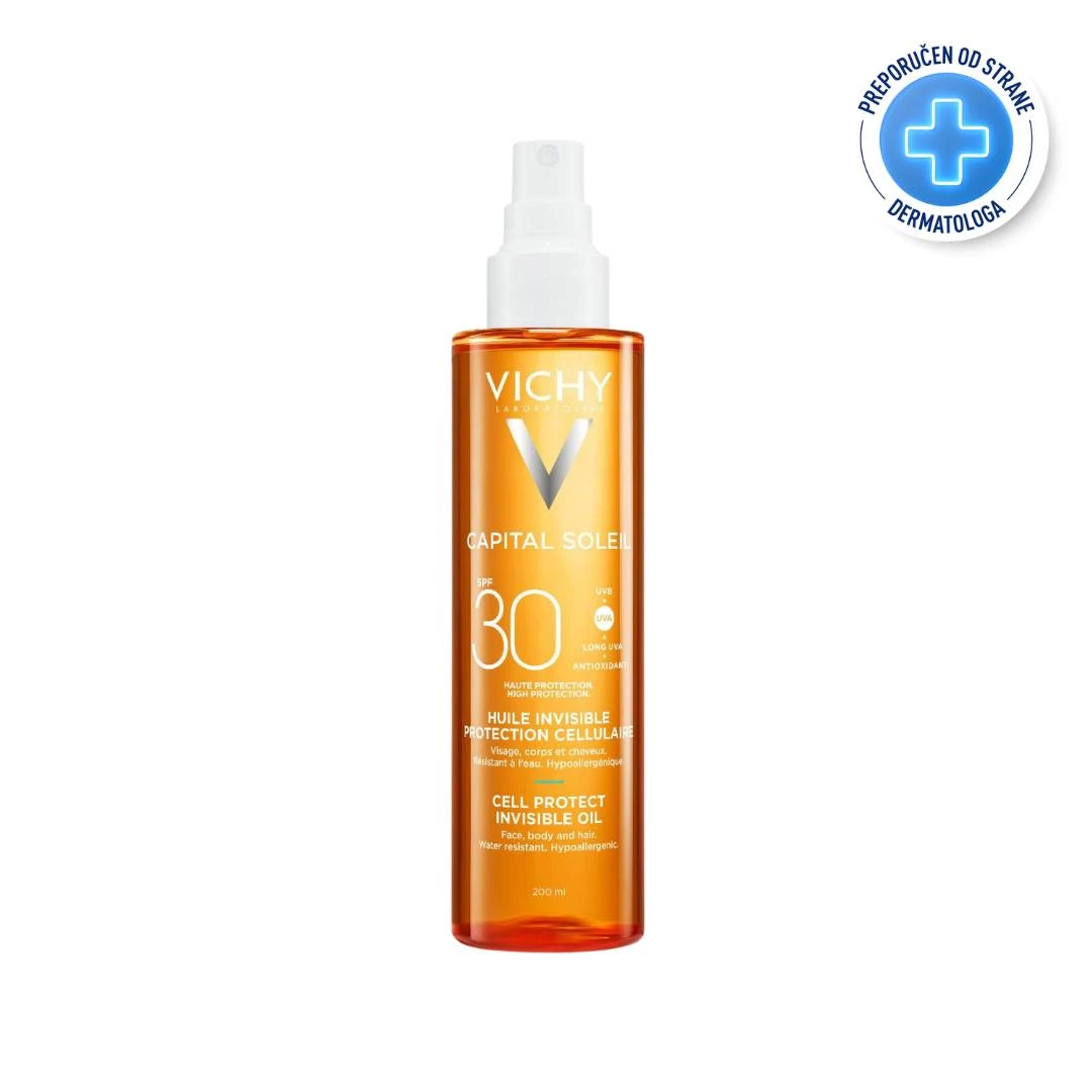 VICHY CAPITAL SOLEIL Zaštitno Ulje za Sunčanje za Lice, Telo i Vrhove Kose SPF30 Sprej Cell Protect 200 mL