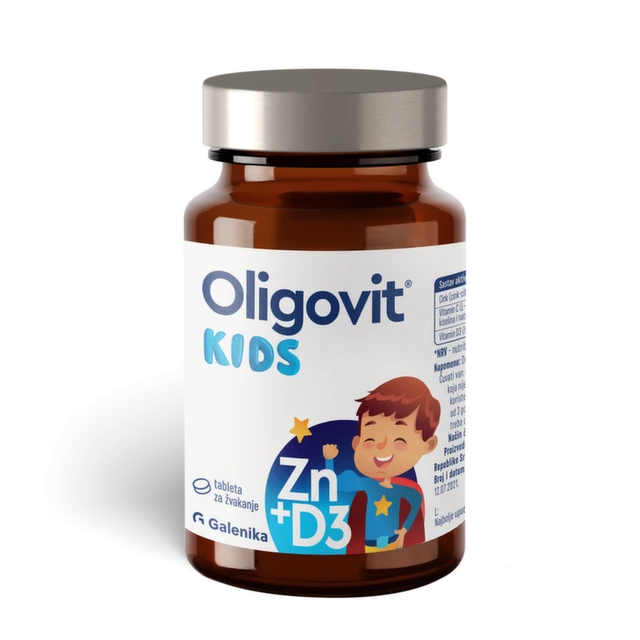 Oligovit Kids Zn+D3, 60 tableta za žvakanje