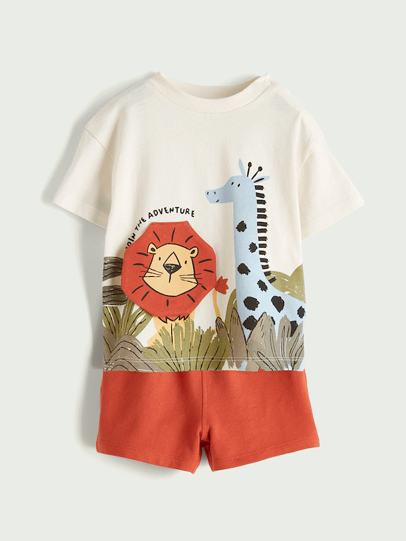 LCW baby Set Za Dečake Sa Okruglim Izrezom I Životinjskim Printom