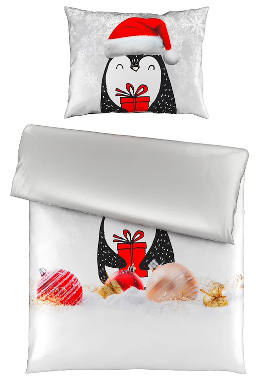 X-Mas POSTELJINA SA DVA LICA Christmas Collection 140/200 cm saten siva