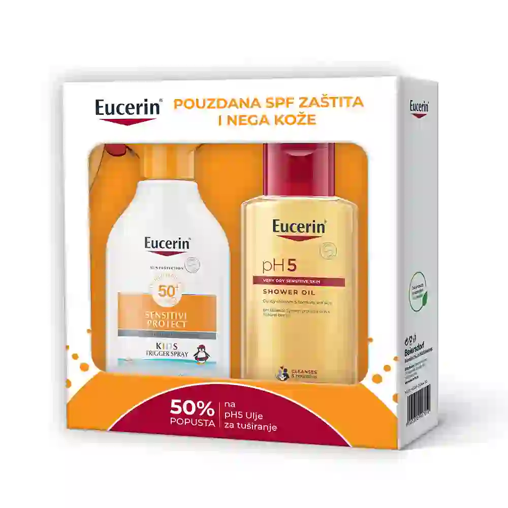 Eucerin Dečji set Sprej za zaštitu od sunca SPF50 + pH5 Ulje za tuširanje
