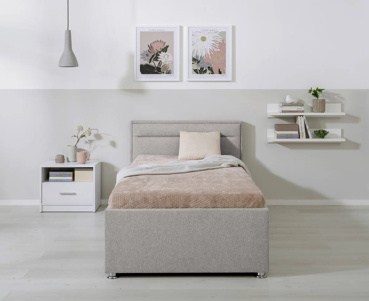 TAPACIRANI KREVET 90/200 cm svetlosiva