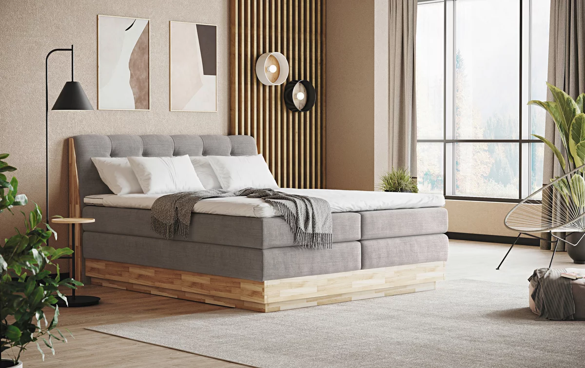 BOXSPRING KREVET 160/200 cm svetlosiva