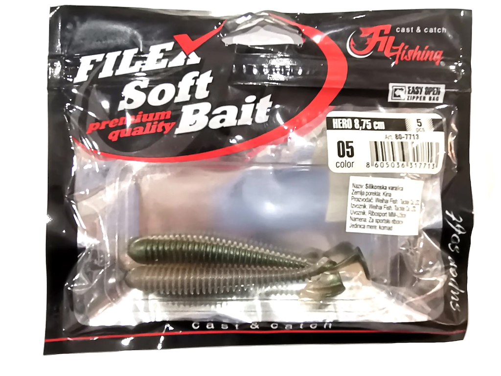 SILIKONSKA VARALICA FILEX WORM-SHAD HERO 05 8.75CM