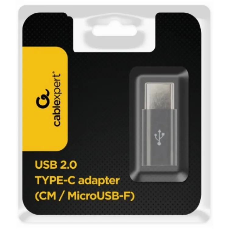 A-USB2-CMmF-01 Gembird microUSB 2.0 na Type-C adapter (CM/MicroUSB-F), black A