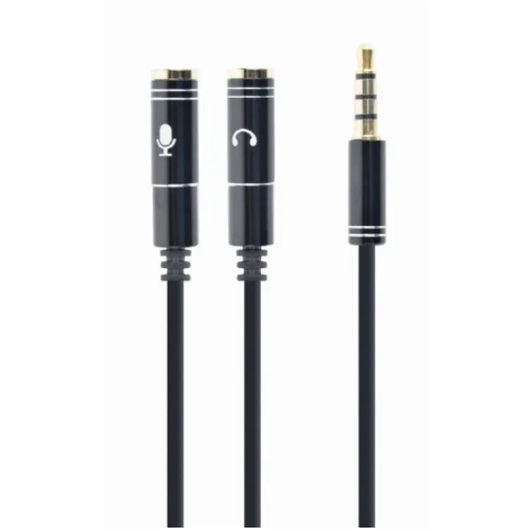 CCA-417M Gembird 2x 3.5 mm(slusalice i mikrofon) Metalni adapter na 1x 3.5mm(4 pin) cable, 0.2m crn
