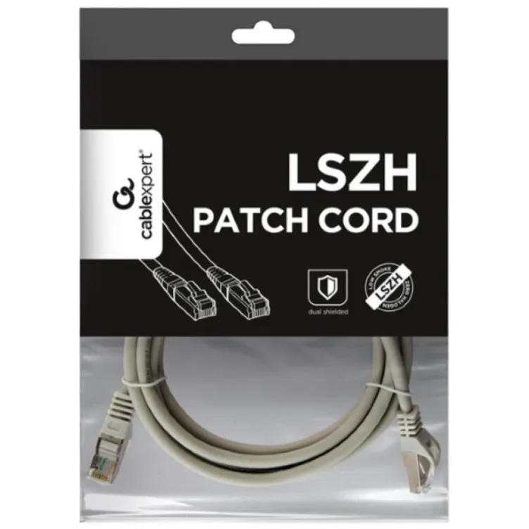 PP6A-LSZHCU-2M Gembird Mrezni kabl, SFTP CAT.6A BAKARNI LSZH Patch cord 2m Grey