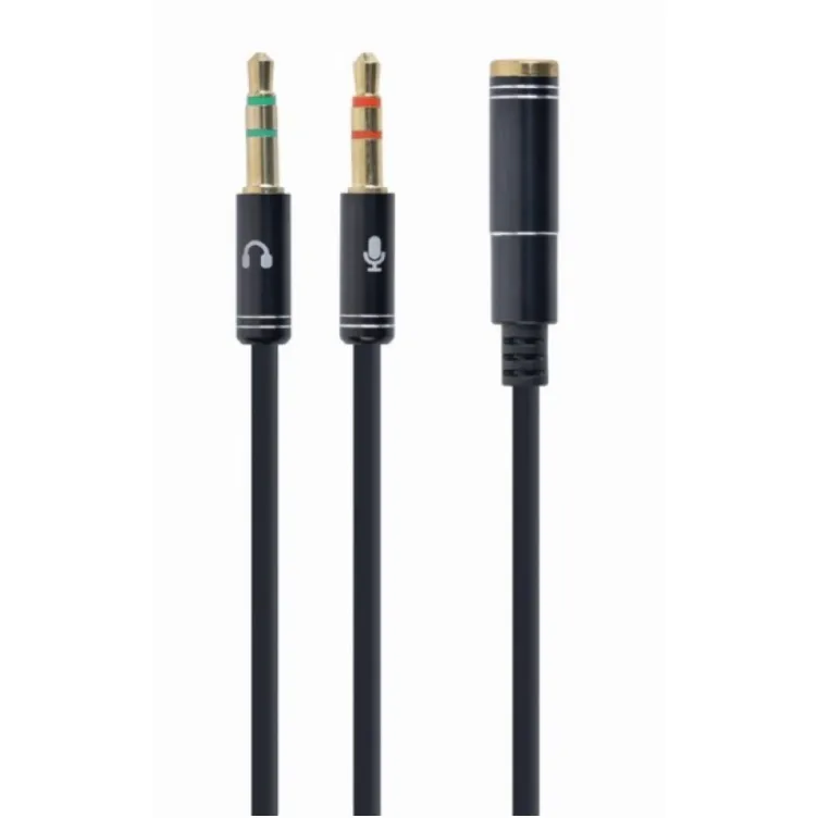 CCA-418M Gembird 3.5mm Headphone Mic Audio Y Splitter Cable Female to 2x3.5mm Male adapter, Metal